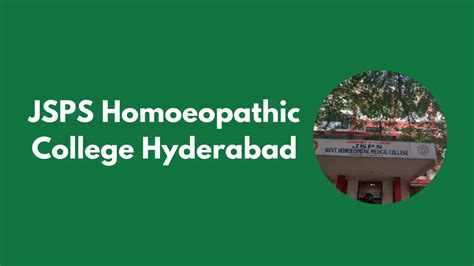 Jsps Homoeopathic College Hyderabad 2025 26 Fees Intake Courses