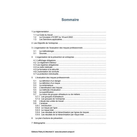 Document Unique Dévaluation Des Risques Professionnels Métier Pré