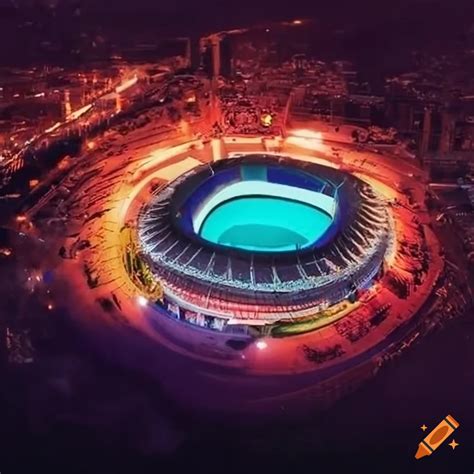 Soccer Stadium Lights At Night