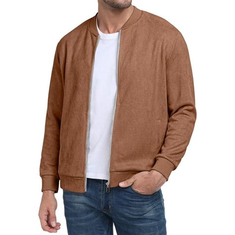 Giruns Mens Casual Varsity Jacket Vintage Suede Bomber Jackets
