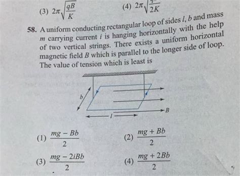 A Uniform Conducting Rectangular Loop Of Sides Lb And Mass M Carrying Cu