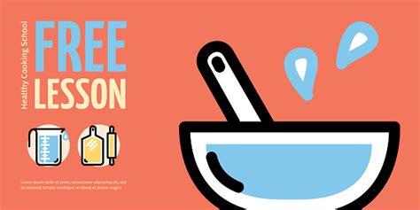 건강한 요리 학교 무료 수업 가로 플래카드 포스터 배너 카드 템플릿입니다 벡터 개념에 대한 스톡 벡터 아트 및 기타 이미지 개념 건강한 식생활 광고 Istock