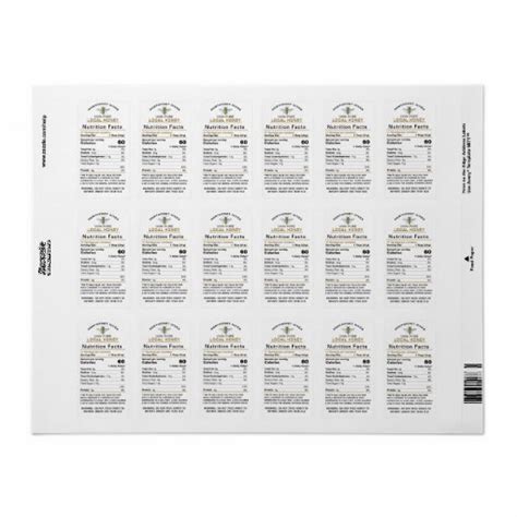 Honey Nutrition Facts With Infant Warning And Bee Label Zazzle