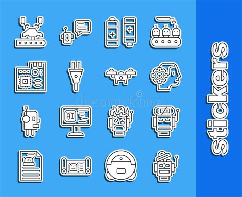 Set Line Robot Low Battery Charge Humanoid Robot Battery Electric
