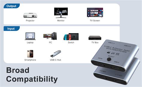8k Usb C Switch Splitter Usb C Switcher For 2 Computers Bi Directional Usbc Kvm