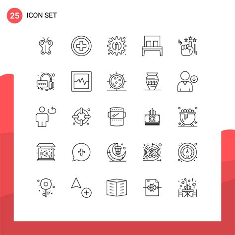 Modern Set Of 25 Lines Pictograph Of Help Stare Process Hand Interior Editable Vector Design