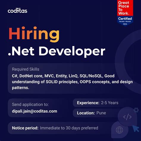 coditas on linkedin hiring dotnetdeveloper techjobs punejobs hiringnow joincoditas…