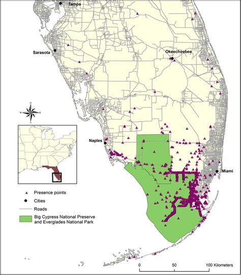 Map Of Burmese Python Presences Used In Maxent Modeling Scenarios In
