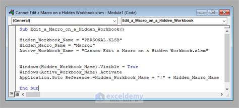 Cannot Edit A Macro On A Hidden Workbook 2 Solutions