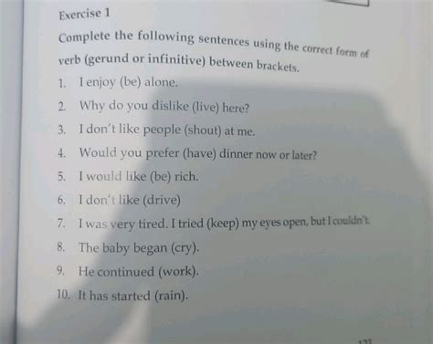 Exercise 1 Complete The Following Sentences StudyX