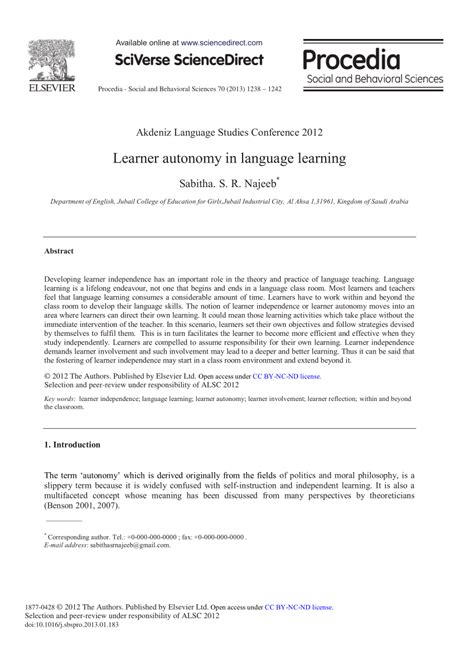 pdf learner autonomy in language learning