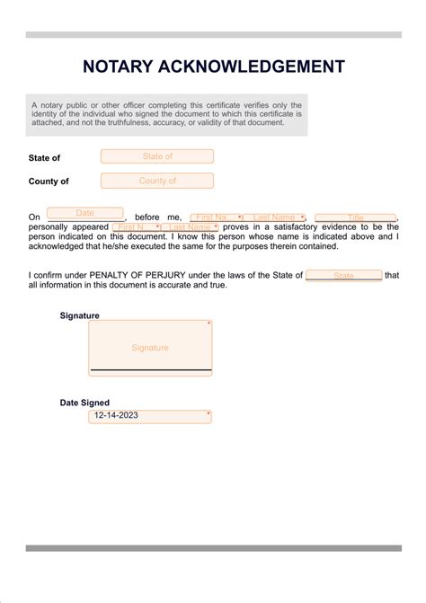 Printable Notary Certificate Template