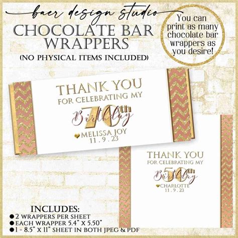 Luxe Personalized Chocolate Wrappersrose Gold Hershey Candy Bar