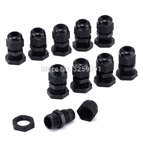10pcs Cable Glands Pg 9 Black White Waterproof Adj Grandado