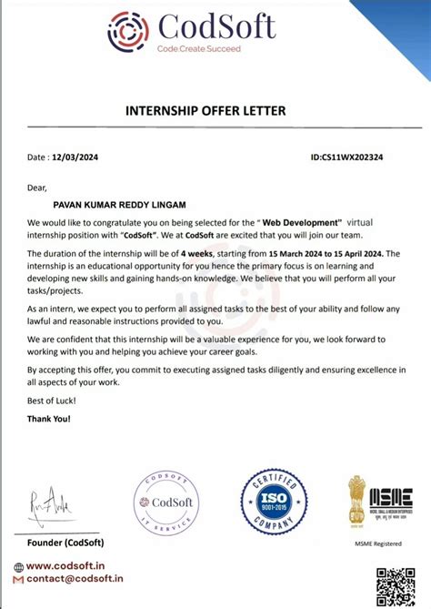 Pavan Kumar Reddy Lingam On Linkedin Codsoft Internship Webdevelopment Codejourney