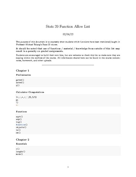 Function Allow List Stats 20 Function Allow List 0204 The Purpose
