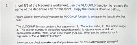 solved in cell f3 of the requests worksheet use the vlookup
