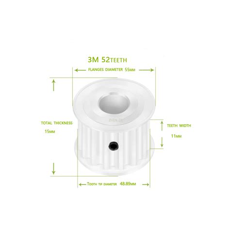 Htd 3m 52teeth 10mm Belt Width Aluminum Timing Pulley Zhende