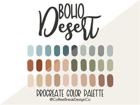 Procreate Color Palette Boho Desert Desert Inspired Color Swatches Nature Color Palette Boho
