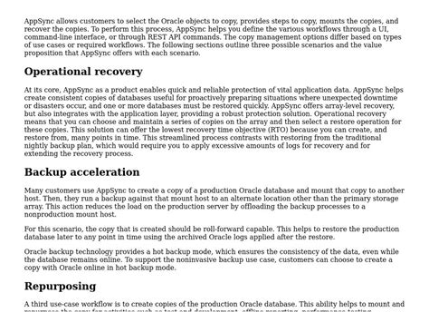 Value Proposition Dell Appsync Integration With Oracle Database