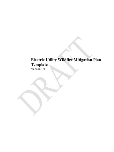 Fillable Online Electric Utility Wildfire Mitigation Plan Template Fax