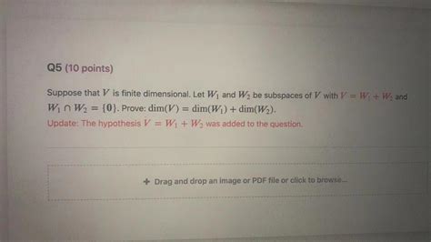 solved suppose that v is finite dimensional let w1 and w2