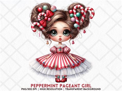 14 Peppermint Pageant Girl Png Candy Cane Christmas Chibi Clipart For