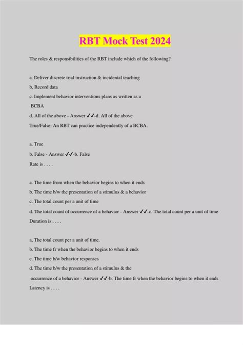 Rbt Mock Test 2024 Rbt Stuvia Us