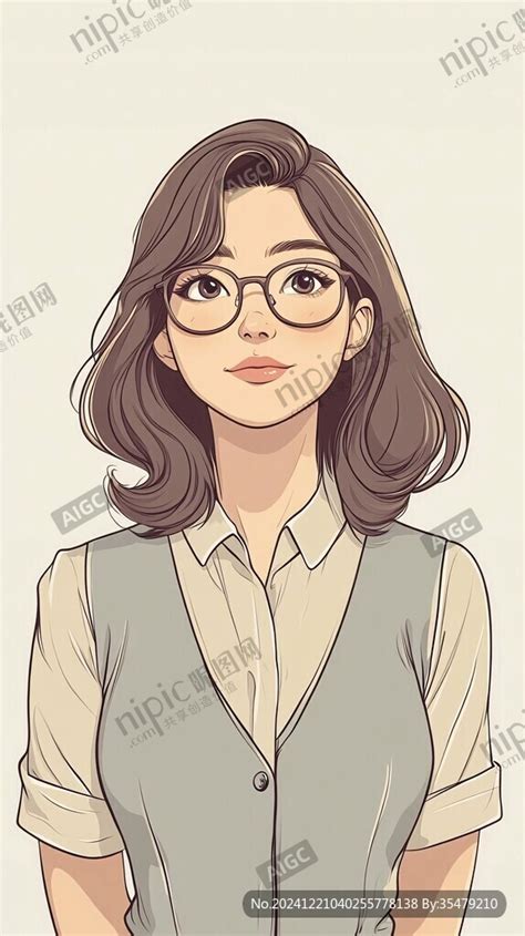 Ai创作图戴眼镜女孩插画 眼镜女孩插画 知性女生插画 知性白领插画 卡通戴眼镜的女生 女教师插画 墨镜人物插画 女讲师教师插画 教师女孩插画 正面人物插画 人物半身插画 职业女性插画 原创人物