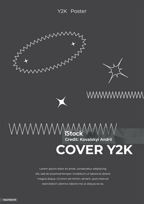 기하학적 모양과 검은색 배경을 가진 트렌디한 잔혹한 스타일 포스터 간단한 그림과 추상적 인 그래픽 요소 벡터 포스터 템플릿입니다 벡터 그림 2000년대 스타일에 대한 스톡