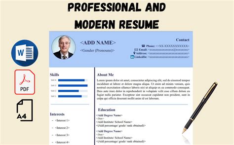 Modern And Professional Blue Resume Resume Template Resume Template Resume Gender Pronouns