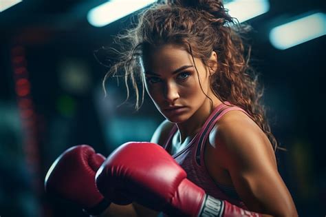 Boxeadora Practicando Boxeo Mujer Chica De Boxeo Foto Premium