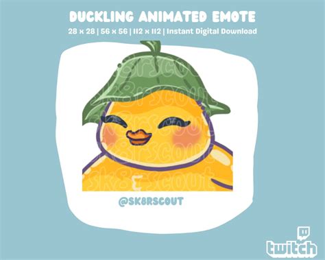 Animated Duck Twitch Emote Kawaii Character Duckling Twitch Emote Sized For Twitch