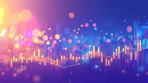 Market Trends Are Represented By Colorful Lines And Bars In This Abstract Financial Chart Stock