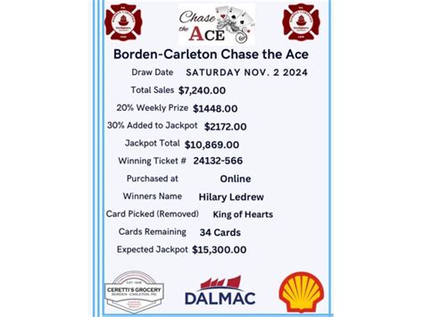Chase The Ace Borden Carleton Fire Department