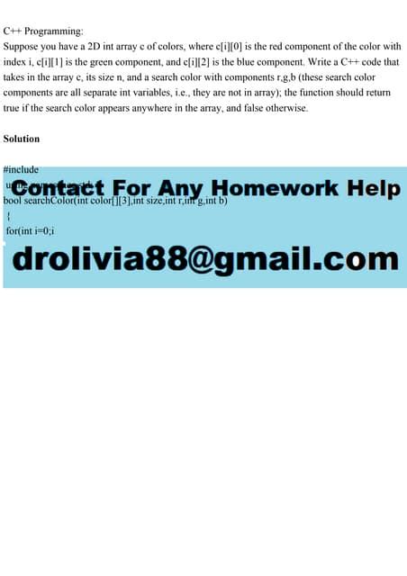 C Programmingsuppose You Have A 2d Int Array C Of Colors Wherepdf