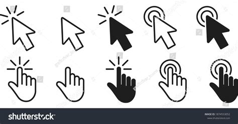 Pointer Click Icon Set Cursor Line Stock Vector Royalty Free