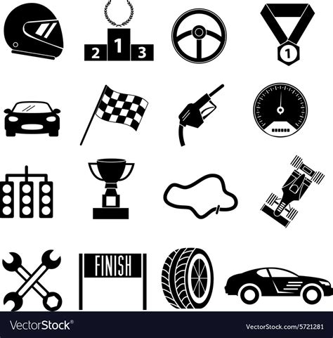 Car Racing Icons Set Royalty Free Vector Image