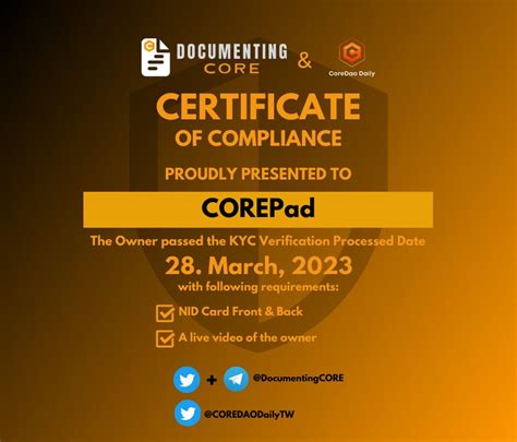 Documenting Core 📄 On Twitter Kyc Certificate