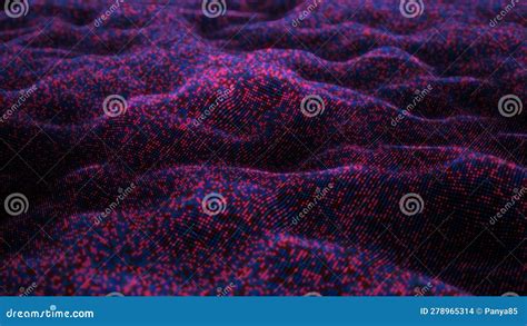 Abstract Flowing Smooth Cloth Surface Fractal Waves Background Grid Mesh Of Dots Stock