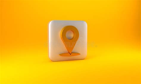 Gold Map Pin Icon Isolated On Yellow Background Navigation Pointer Location Map Gps