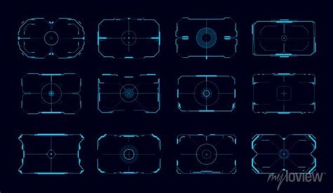 Hud Aim Control Frames Ui Or Game Interface Vector Futuristic Posters For The Wall Posters