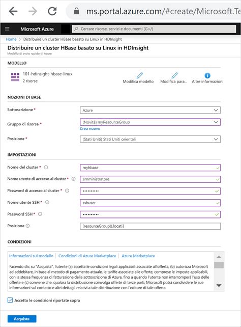 avvio rapido creare un cluster apache hbase usando un modello azure hdinsight microsoft learn