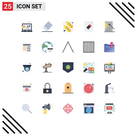 User Interface Pack Of 25 Basic Flat Colors Of Document Development Nature Design Bucket