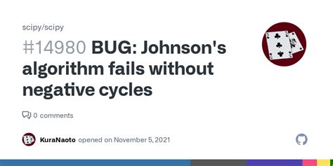 Bug Johnsons Algorithm Fails Without Negative Cycles · Issue 14980 · Scipyscipy · Github