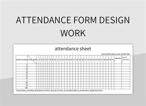 Free Attendance Form Templates For Google Sheets And Microsoft Excel Slidesdocs