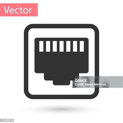 회색 네트워크 포트흰색 배경에 고립 된 케이블 소켓 아이콘입니다 Lan 이더넷 포트 기호입니다 로컬 영역 연결선 아이콘입니다