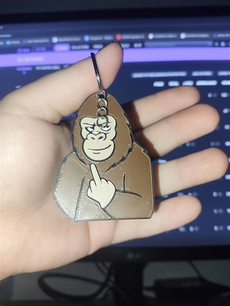 🐒 Monkey Middle Finger Meme Free Keychain・free Stl File For 3d Printing