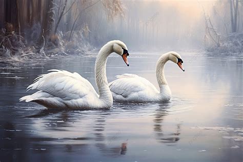 떠다니는 우아한 백조 배경 일러스트 떠다니는 우아한 백조 사진 및 배경 화면 무료 다운로드 Pngtree