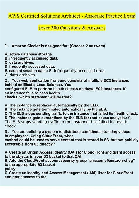 Aws Certified Solutions Architect Associate Practice Exam Over 300 Questions And Answers